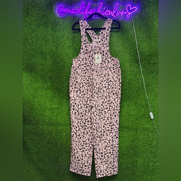 easel | Pants & Jumpsuits | Easel Pink Leopard Print Jumpsuit | Poshmark